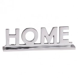 Home Deko Schriftzug Design Wohnzimmer Ess-Tisch- Dekoration Wohnung Alu Aluminium Wohndeko Silber 22 cm - FineBuy