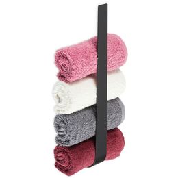 Handtuchhalter ohne Bohren, Edelstahl, 36 cm, selbstklebende Handtuchstange, Gästehandtuchhalter Bad, schwarz - Relaxdays