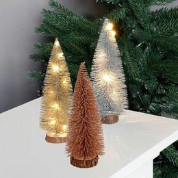 BURI Deko-Tannenbaum mit Glitzer und 5 LEDs 20cm Warmweiß