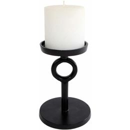 Spetebo - Alu Kerzenständer schwarz rund - 14 cm - Metall Tisch Deko Stumpen Kerzen Halter modern klein
