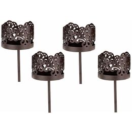 Spetebo - Kerzenpick für Teelicht 4er Set - dunkel braun - Teelicht Halter für Adventskranz