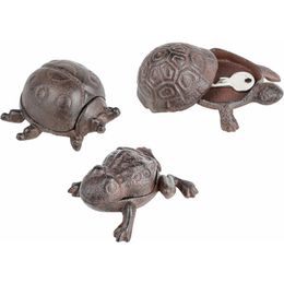 Spetebo - 3er Set Schlüsselversteck - je ca. 10 x 8 cm - kleine Tiere aus Gusseisen