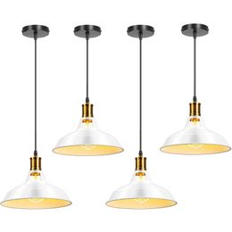 Pendelleuchte Lampenschirm Retro Hängelampe aus Metall Edisen E27 Lampe für Loft Esszimmer Wohnzimmer Flur Weiß - 4PCS