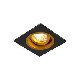 Qazqa Einbauspot schwarz mit Gold 9,3 cm drehbar und kippbar - Chuck - Gold/Messing