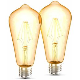 B.K.LICHT 2x LED Leuchtmittel Vintage Filament Industrie Lampe E27 Retro Glühbirne ST64 4W - 30
