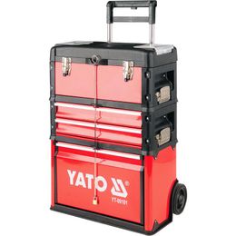 Yato Werkzeugkoffer Werkstattwagen Werkzeugwagen Werkzeugtrolley Werkzeuge Tool Trolley 4 Fächer Rot