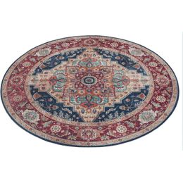 Teppich Sylla, NOURISTAN, rund, Höhe: 5 mm, Orientalisch, Orient, Vintage, Wohnzimmer, Schlafzimmer, Esszimmer, blau