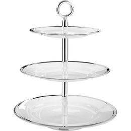 Fink Etagere PLATINUM, Porzellan, (1-tlg), Servierplatte mit Platinumrand, mit 3 Etagen, Höhe ca. 39 cm, weiß