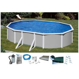 my POOL BWT Ovalpool (Set, 7-tlg), BxLxH: 375x610x132 cm, zum Aufstellen, grau