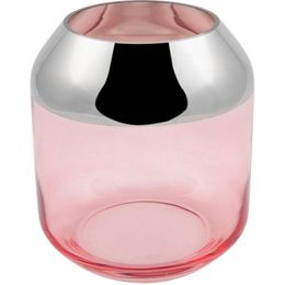Fink Teelichthalter SMILLA (1 St), Aus mundgeblasenem Glas, rosa|silberfarben