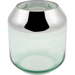 Fink Teelichthalter SMILLA (1 St), Aus mundgeblasenem Glas, grün|silberfarben