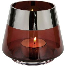 Fink Teelichthalter JONA (1 St), Glas - mundgeblasen - folierter silberfarbener Rand, braun|silberfarben
