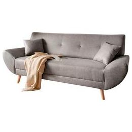 3-Sitzer Home Affaire "Basta" Sofas Gr. B/H/T: 205cm x 80cm x 82cm, Luxus-Microfaser Lederoptik, grau