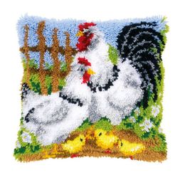 Vervaco Kreativset Knüpfkissen Hühnerfamilie auf dem Bauernhof