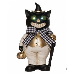 Horror-Shop Dekoobjekt Edle Halloween Katze mit leuchtenden Augen 25cm