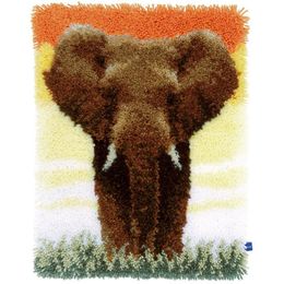 Vervaco Kreativset PN-0150518 Knüpfteppich Elefant in der Savanne