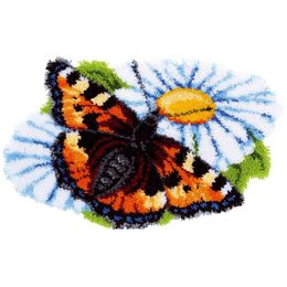 Vervaco Kreativset PN-0154242 Knüpfteppich / Wandbehang Schmetterling & Margeriten