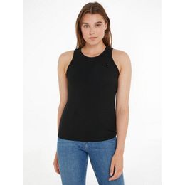 Tommy Hilfiger Ripptanktop SLIM 5X2 RIB TANK TOP NS trägerloses elastisches Ripptop, Rundhals, Stapelpiece, schwer, schwarz