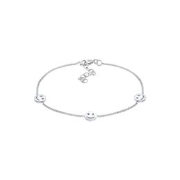 Elli Armband »Smiling Plättchen Trend 925 Silber« Silber 16 cm Zierliches Armband mit Smiling Motiv