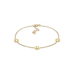 Elli Armband »Smiling Plättchen Trend 925 Silber« Gold 16 cm Zierliches Armband mit Smiling Motiv
