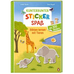 Kunterbunter Stickerspaß - Zählen lernen mit Tieren - Linda Sturm, Gebunden