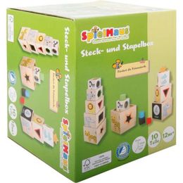 VEDES Großhandel GmbH - Ware - SpielMaus Holz Stapel- und Steckbox, 10 Teile