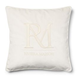 Rivièra Maison Kissenbezug RM Monogram Velvet, Weiß 50x50