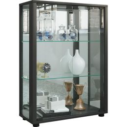 Vcm Sammel Stand Vitrine Holz Glas Sintalo Spiegel (Farbe: Schwarz)