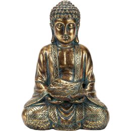 Dekofigur Buddha mit Ginkgoschale