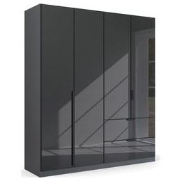 Drehtürenschrank Rauch "Modern by Quadra Spin" Schränke Gr. B/H/T: 181 cm x 210 cm x 54 cm, 4 St., grau (graumetallic, glas basalt)