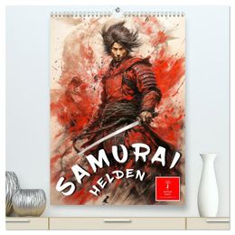 Calvendo Samurai Helden (hochwertiger Premium Wandkalender 2024 DIN A2 hoch), Kunstdruck in Hochglanz