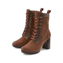 Lascana Schnürboots braun Gr. 41 für Damen. Mit Zierschnallen. Nachhaltig.