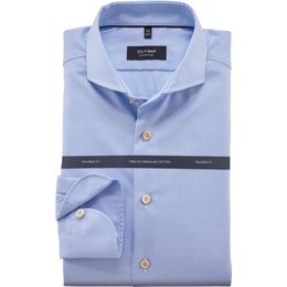 OLYMP Signature Businesshemd, Tailored-Fit, Haifisch-Kragen, für Herren, blau, 42