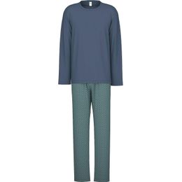 Calida Relax Enjoy Schlafanzug, Baumwolle, für Herren, blau, XL