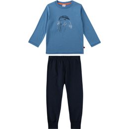 Sanetta Schlafanzug, Motiv, Gummibund, für Kinder, blau, 92