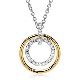 UNIQUE Kette Anhänger Kreise 585er Gold Diamanten