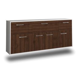 Stil.Zeit Sideboard Roseville | Korpus Weiß | Walnuss hängend mit Griffen (180x79x35cm)