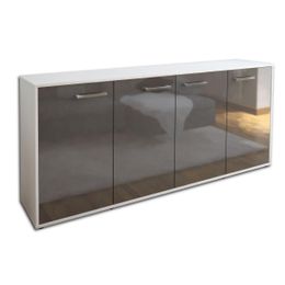 Stil.Zeit Sideboard Elana | Korpus Weiß | Grau mit Griffen (180x79x35cm)