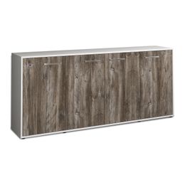 Stil.Zeit Sideboard Elana | Korpus Weiß | Treibholz mit Griffen (180x79x35cm)