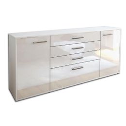 Stil.Zeit Sideboard Eleni | Korpus Weiß | Weiß mit Griffen (180x79x35cm)