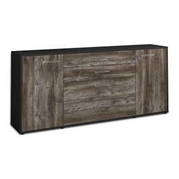 Stil.Zeit Sideboard Elettra | Korpus Anthrazit | Treibholz mit Griffen (180x79x35cm)