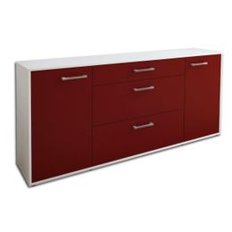 Stil.Zeit Sideboard Eleonora | Korpus Weiß | Bordeaux mit Griffen (180x79x35cm)