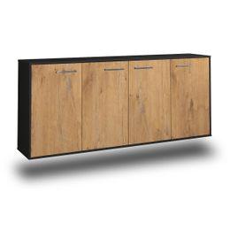 Stil.Zeit Sideboard Lakewood | Korpus Anthrazit | Eiche hängend mit Griffen (180x79x35cm)