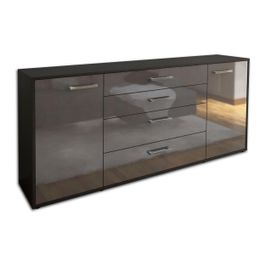 Stil.Zeit Sideboard Elettra | Korpus Anthrazit | Grau mit Griffen (180x79x35cm)