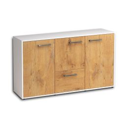 Stil.Zeit Sideboard Diana | Korpus Weiß | Eiche mit Griffen (136x79x35cm)