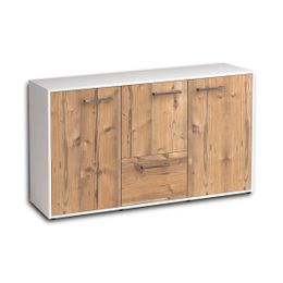 Stil.Zeit Sideboard Diana | Korpus Weiß | Pinie mit Griffen (136x79x35cm)