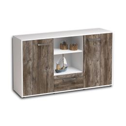 Stil.Zeit Sideboard Desideria | Korpus Weiß | Treibholz mit Griffen (136x79x35cm)