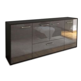 Stil.Zeit Sideboard Eli | Korpus Anthrazit | Grau mit Griffen (180x79x35cm)