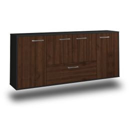 Stil.Zeit Sideboard Escondido | Korpus Anthrazit | Walnuss hängend mit Griffen (180x79x35cm)