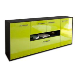 Stil.Zeit Sideboard Elisabetta | Korpus Anthrazit | Gruen mit Griffen (180x79x35cm)